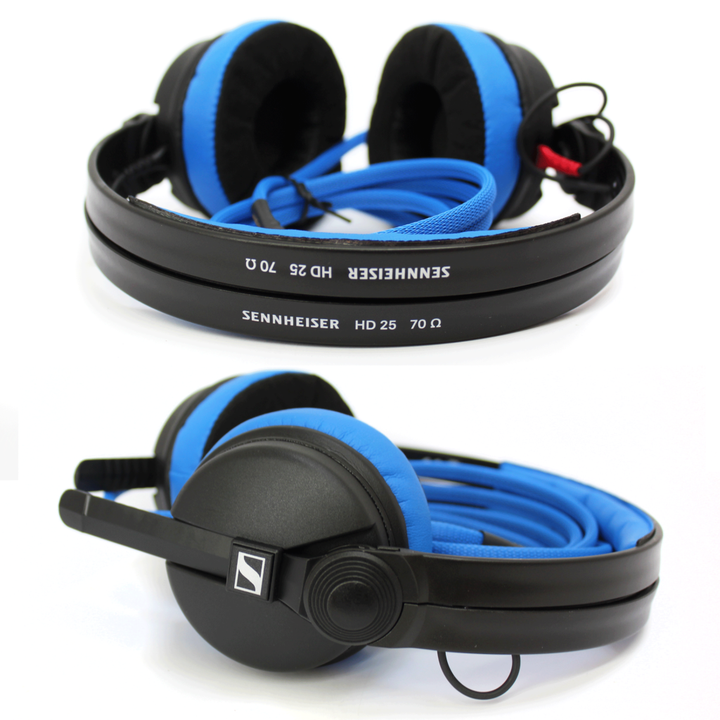 Sennheiser HD25 headphones with a twist of blue - Custom Cans Shop